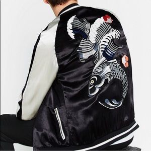 Zara | Jackets & Coats | Nwt Zara Kimono Koi Fish Embroidered Bomber ...